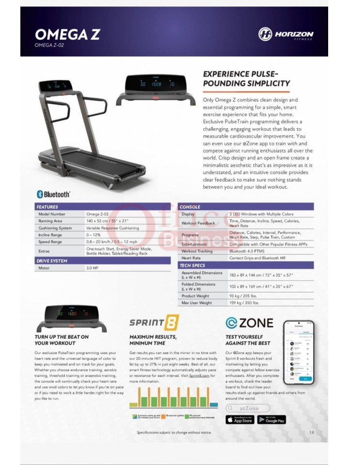 Horizon Treadmill Omega Z อุปกรณ์เครื่องใช้สำนักงาน เครื่องใช้สำนักงาน